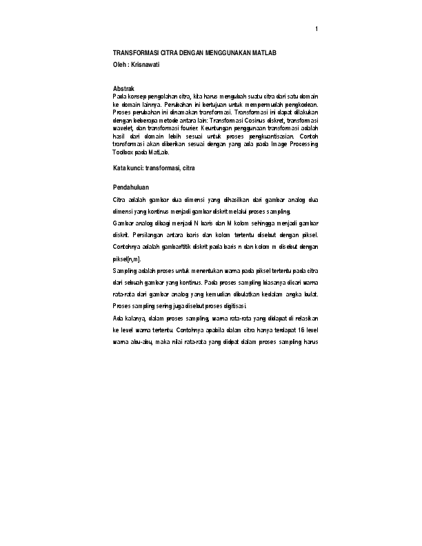 (PDF) TRANSFORMASI CITRA DENGAN MENGGUNAKAN MATLAB