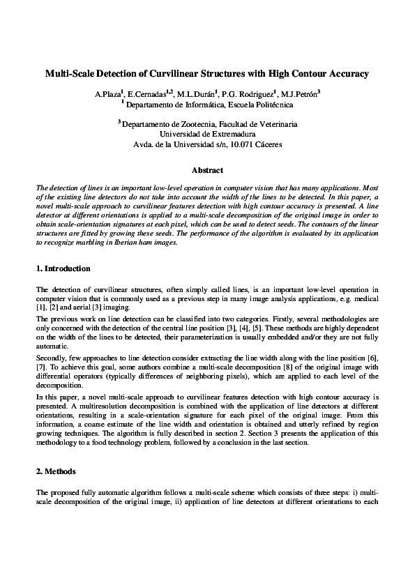 Pdf Multi Scale Detection Of Curvilinear Structures With High Contour