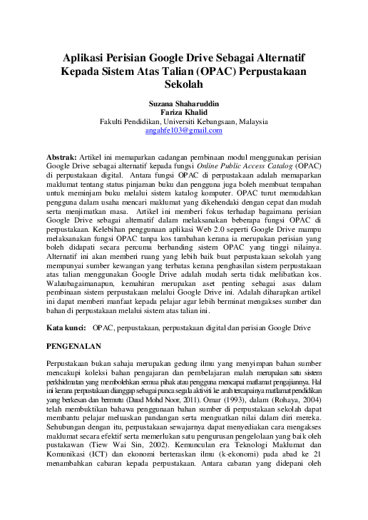 (PDF) Aplikasi Perisian Google Drive Sebagai Alternatif Kepada Sistem ...