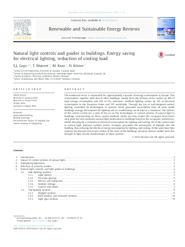(PDF) Natural light controls and guides in buildings. Energy saving for ...