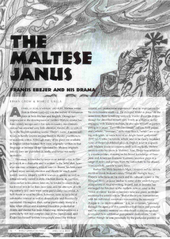 (PDF) The Maltese Janus: Francis Ebejer and his Drama