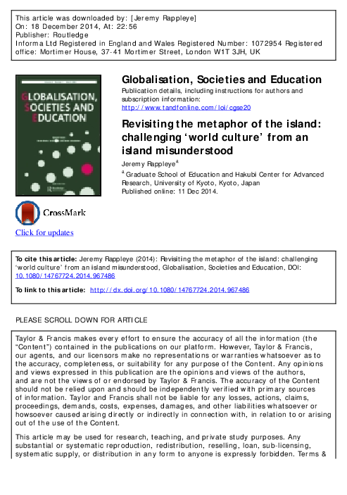 (PDF) Revisiting the Metaphor of the Island: challenging 'world culture ...