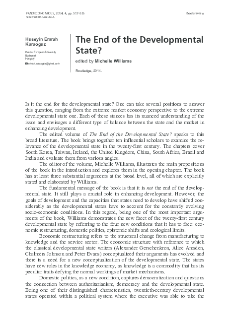 (PDF) The End of the Developmental State