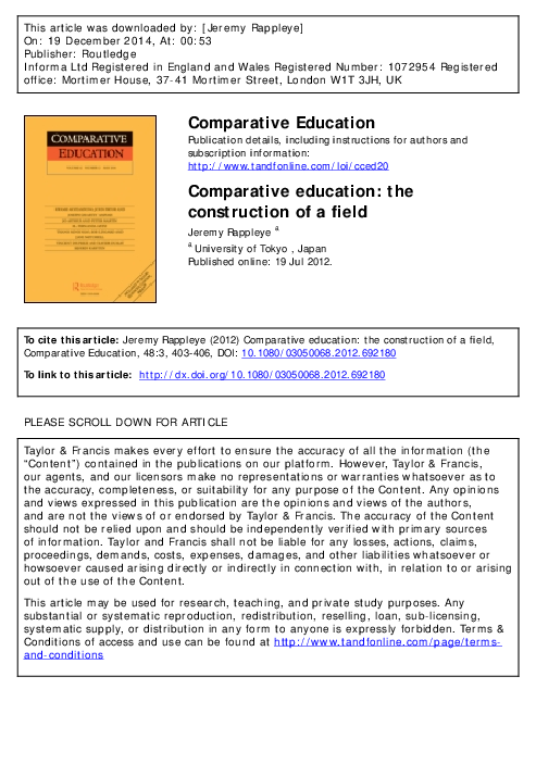 (PDF) Review: Comparative Education: The Construction of a Field