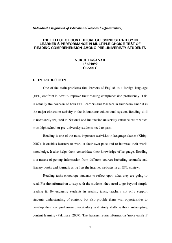 (DOC) The Effect of Contextual Guessing Strategy in Learner’s ...