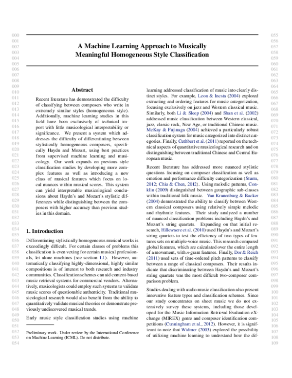 (PDF) A Machine Learning Approach to Musically Meaningful Homogeneous ...