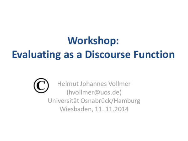 Pdf Vollmer Workshop Evaluating As A Discourse Function