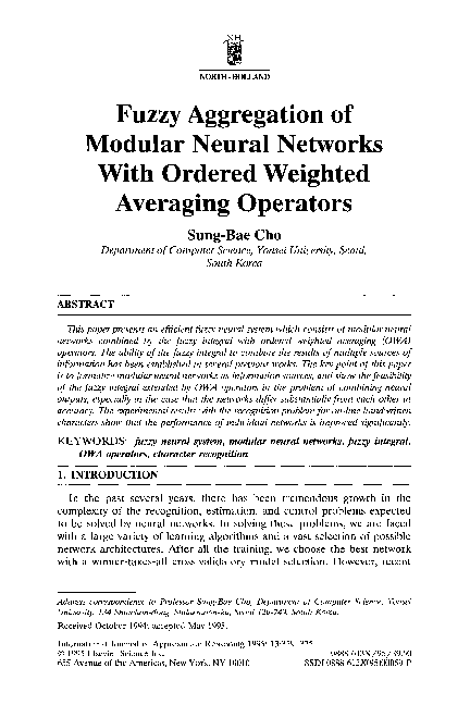 (PDF) Fuzzy aggregation of modular neural networks with ordered weighted averaging operators