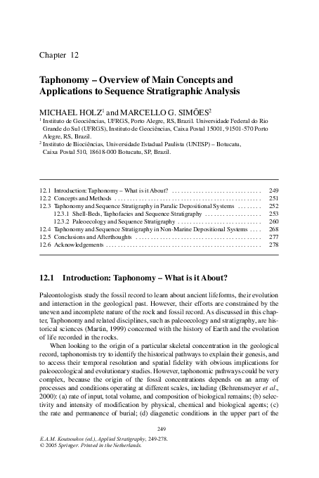 (PDF) Taphonomy — Overview of Main Concepts and Applications to ...