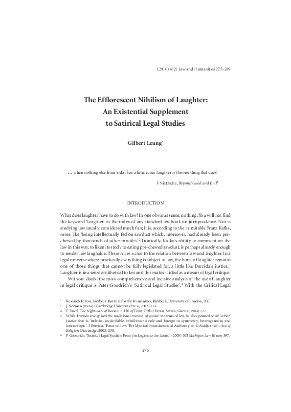 (PDF) The Efflorescent Nihilism of Laughter: An Existential Supplement ...