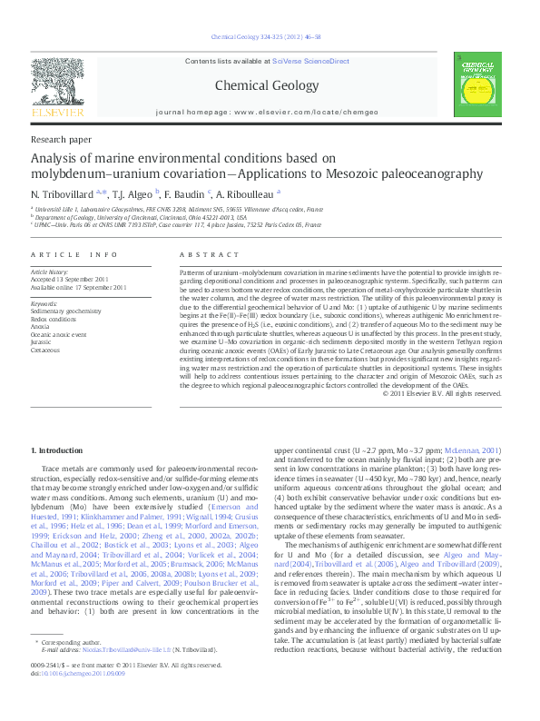 (PDF) Analysis of marine environmental conditions based on molybdenum ...