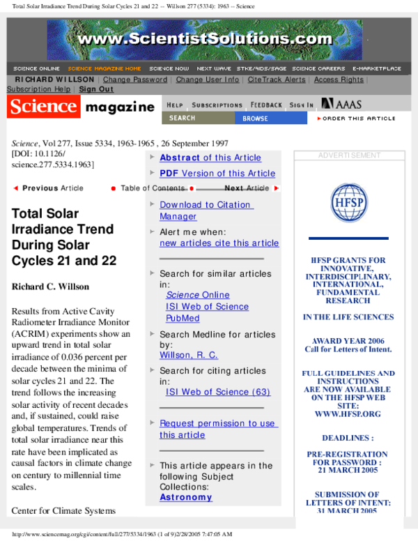 (PDF) Total Solar Irradiance Trend During Solar Cycles 21 and 22