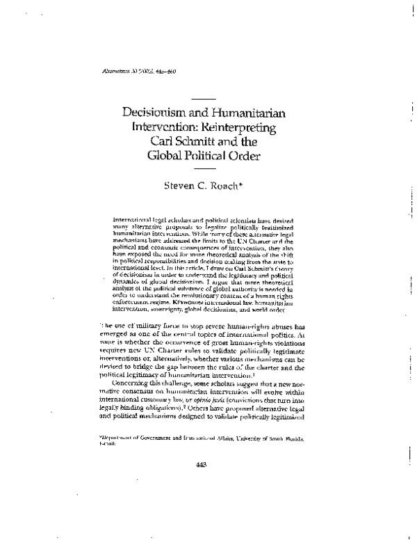 (PDF) Decisionism and International Intervention: Reinterpreting Carl ...