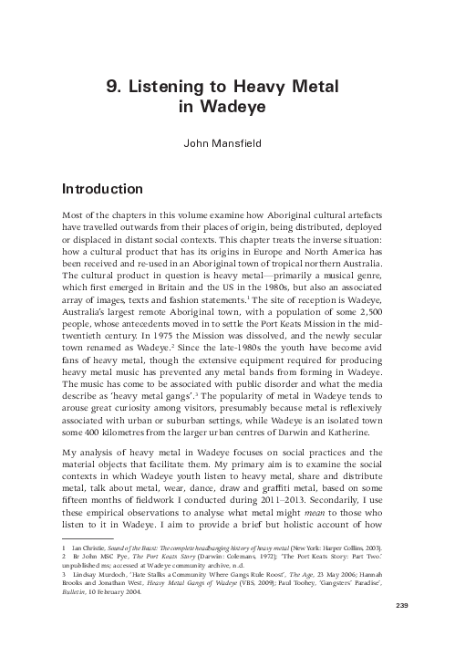 (PDF) Listening to Heavy Metal in Wadeye