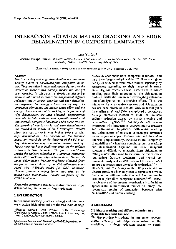 Pdf L Xu Interaction Between Matrix Cracking And Edge Delamination In Composite Laminates
