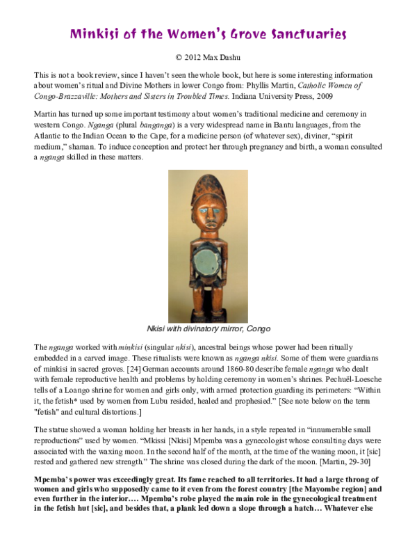 (PDF) Minkisi of the Women’s Grove Sanctuaries