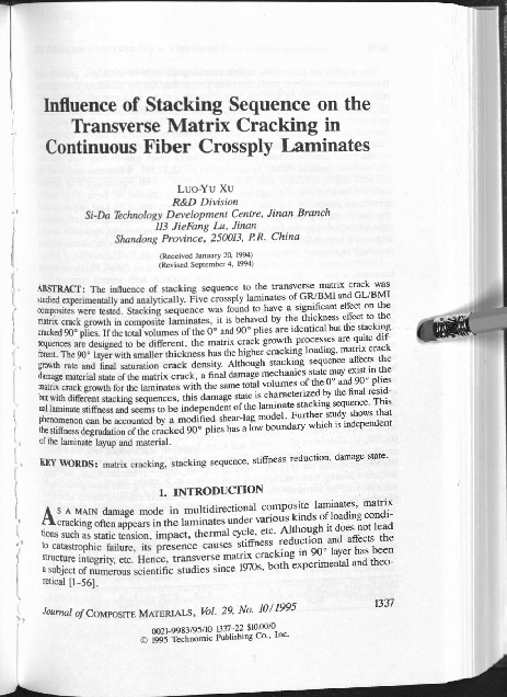 Pdf L Xu Influence Of Stacking Sequence On The Transverse Matrix Cracking In Continuous