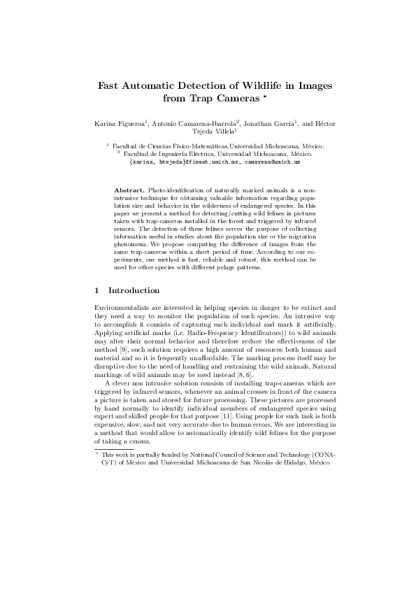 Pdf Fast Automatic Detection Wildlife In Image From Trap Cameras