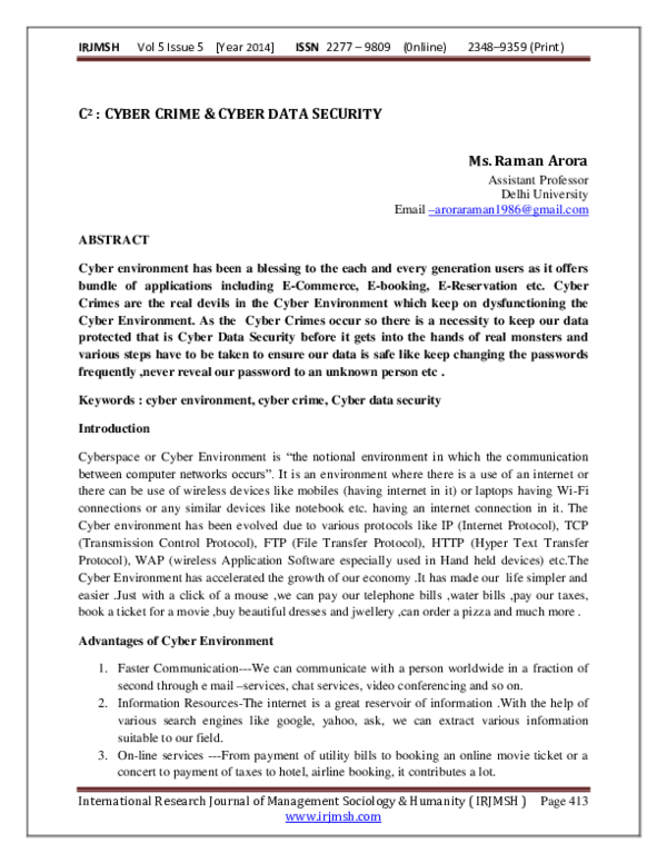 (PDF) C2 : CYBER CRIME & CYBER DATA SECURITY