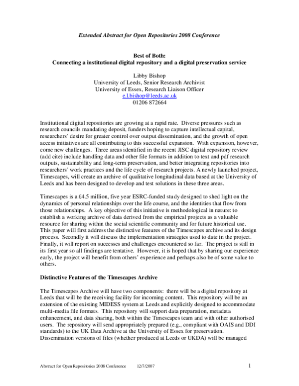(PDF) Best of Both: Connecting a institutional digital repository and a ...