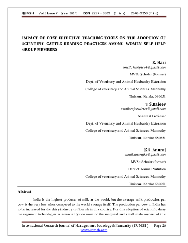 (PDF) IMPACT OF COST EFFECTIVE TEACHING TOOLS ON THE ADOPTION OF ...