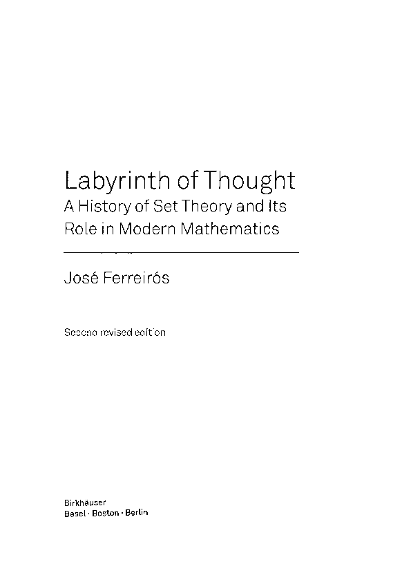 Labyrinth of Thought. A History of Set Theory and Its Role in Modern ...