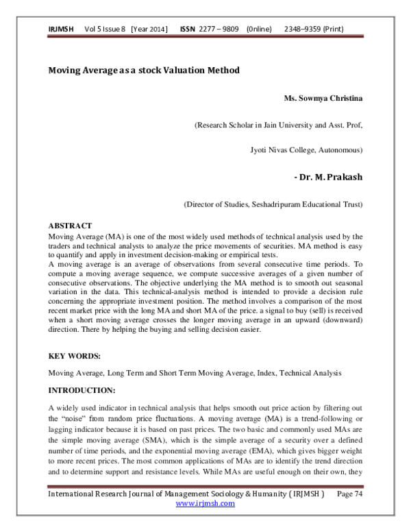 (PDF) Moving Average as a stock Valuation Method