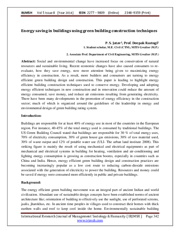 (PDF) Energy saving in buildings using green building construction ...