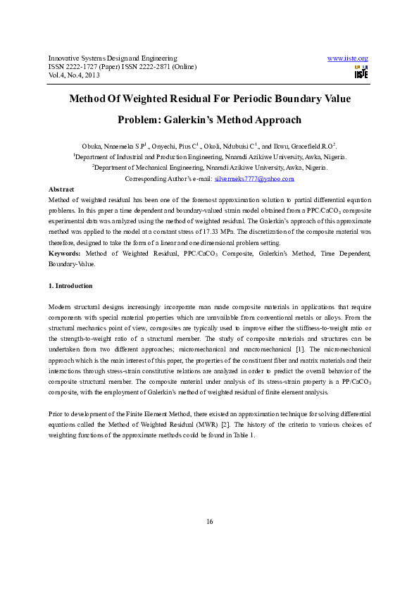 (PDF) Method of weighted residual for Periodic boundary value problem ...