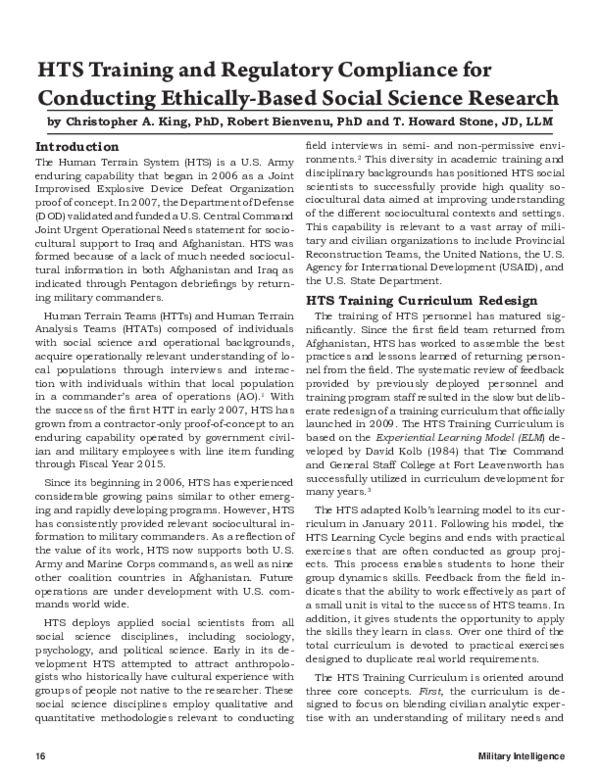 Human Terrain System Handbook