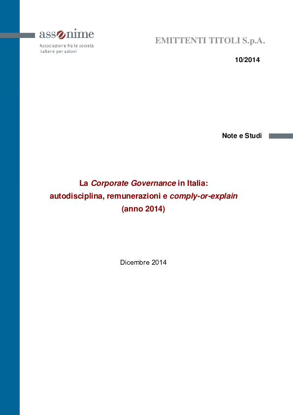 (PDF) XIV Rapporto sulla corporate governance in Italia - Assonime ...
