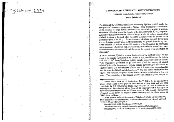 (PDF) David M. Pritchard 1994, ‘From Hoplite Republic to Thetic ...