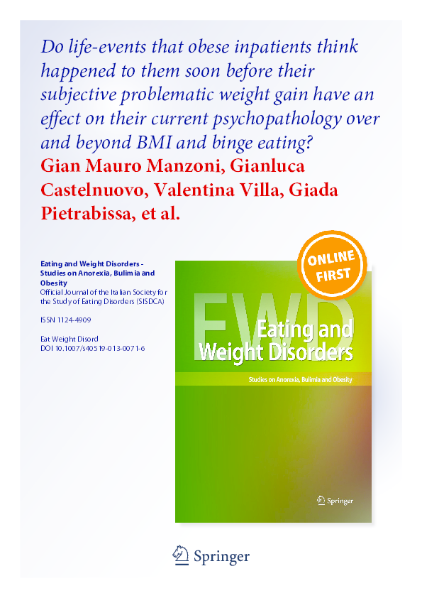 (PDF) Do life-events that obese inpatients think happened to them soon ...