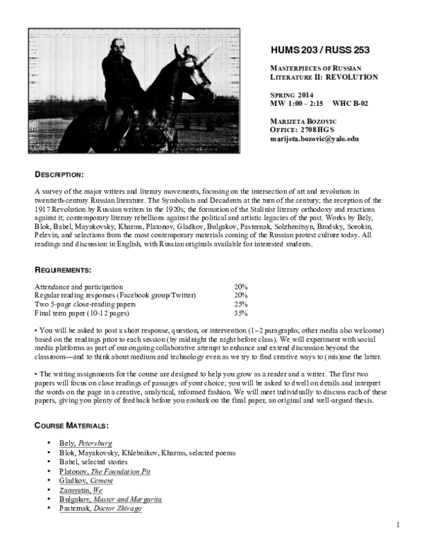 (PDF) Revolution: Twentieth-Century Russian Literature