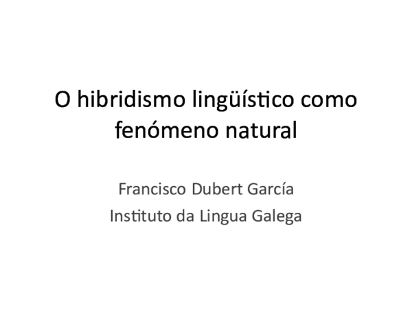 (PDF) O hibridismo lingüístco como fenómeno natural