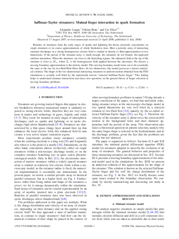 Saffman-Taylor streamers: Mutual finger interaction in spark formation