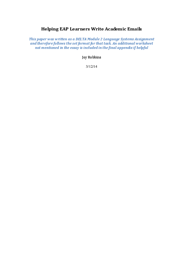Pdf Helping Eap Learners Write Academic Email Requests