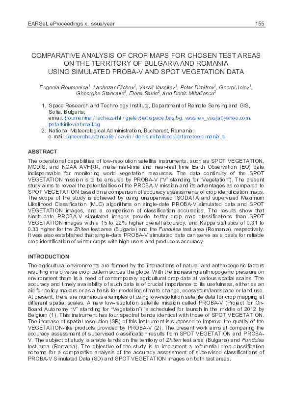 (PDF) Comparative Analysis of Crop Maps for Chosen Test Areas on the ...
