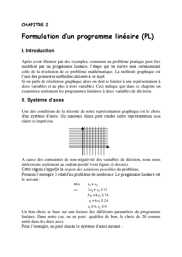programmation linéaire resolution graphique