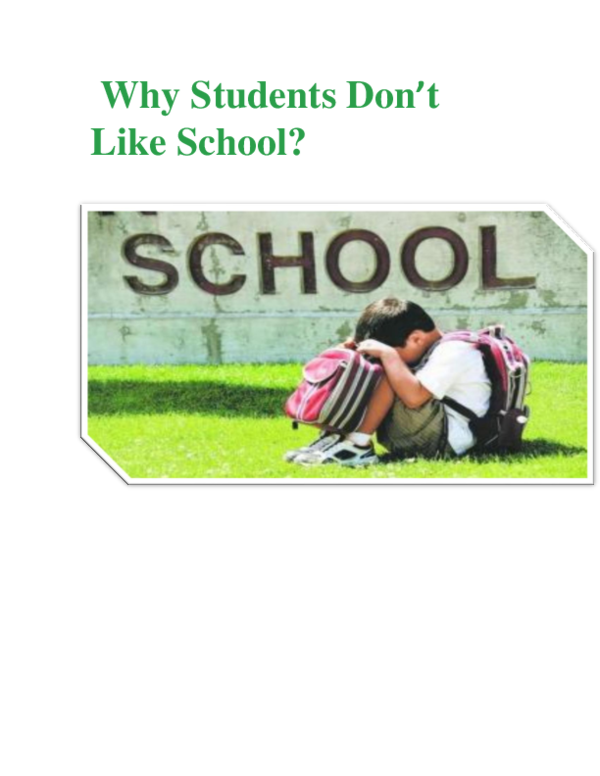 (DOC) Why Students Don't Like School