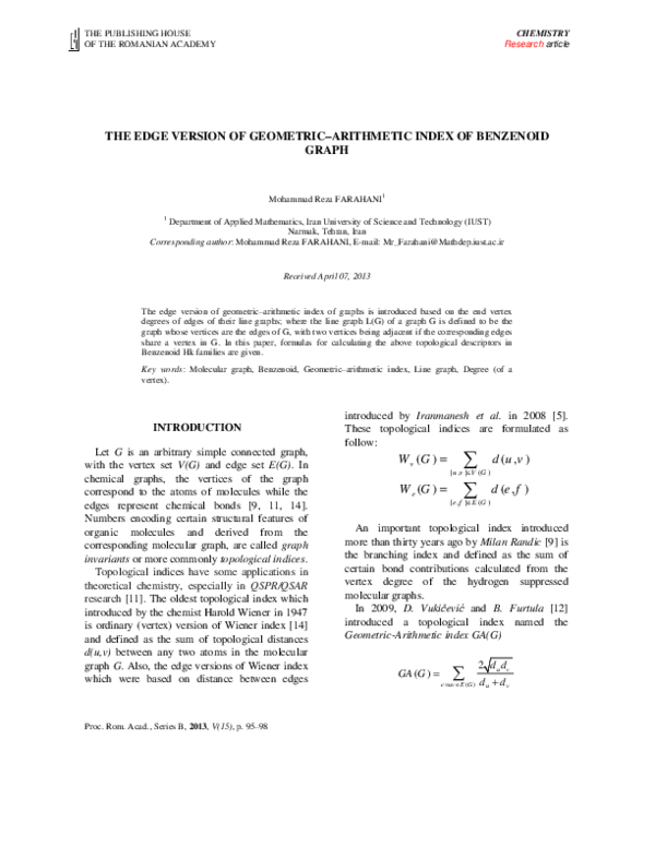 (PDF) The Edge Version of Geometric–Arithmetic Index of Benzenoid Graph. [35]