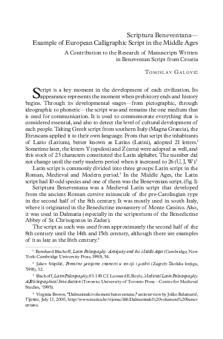 (PDF) SCRIPTURA BENEVENTANA – EXAMPLE OF EUROPEAN CALLIGRAPHIC SCRIPT ...