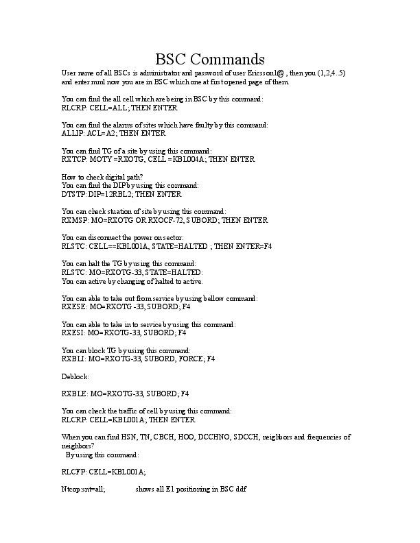 (DOC) BSC commands