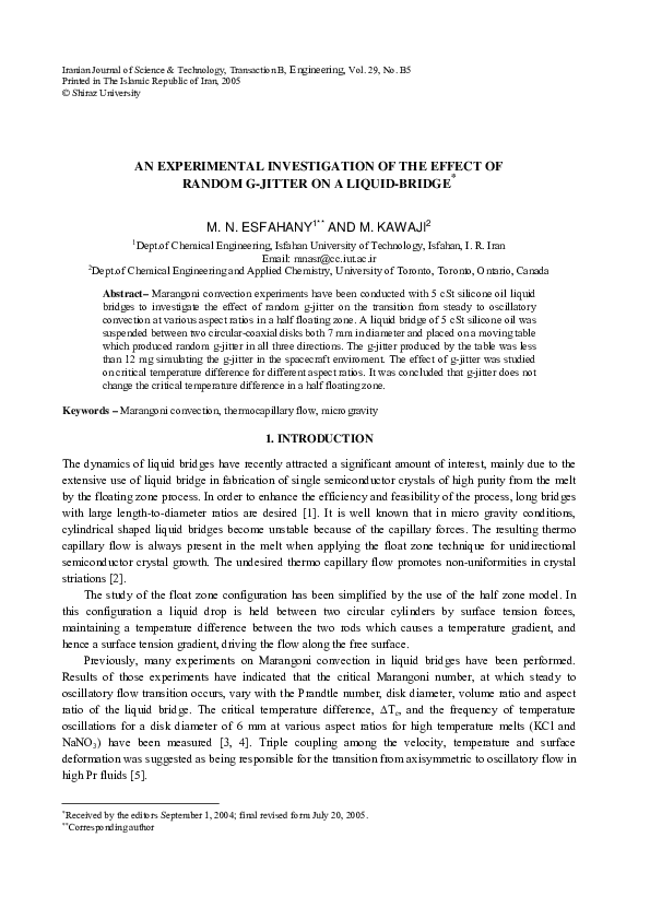 (PDF) AN EXPERIMENTAL INVESTIGATION OF THE EFFECT OF RANDOM G-JITTER ON ...