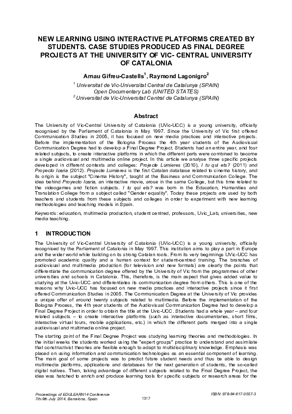 (PDF) New learning using interactive platforms created by students ...