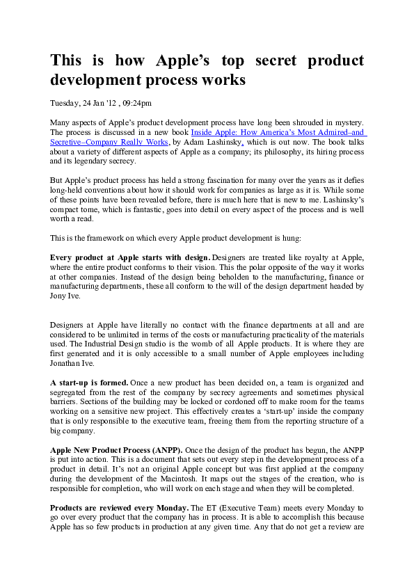 (PDF) This is how Apple's top secret product developmentprocessworks