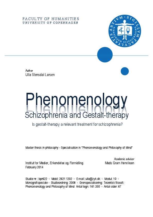 (PDF) Phenomenology Schizophrenia and Gestalt-therapy