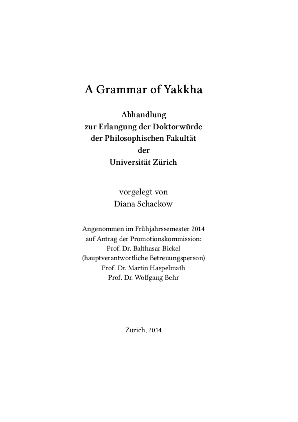 (PDF) A Grammar of Yakkha