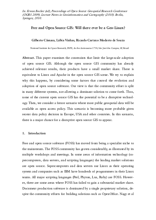(PDF) Free and Open Source GIS: Will there ever be a Geo-Linux