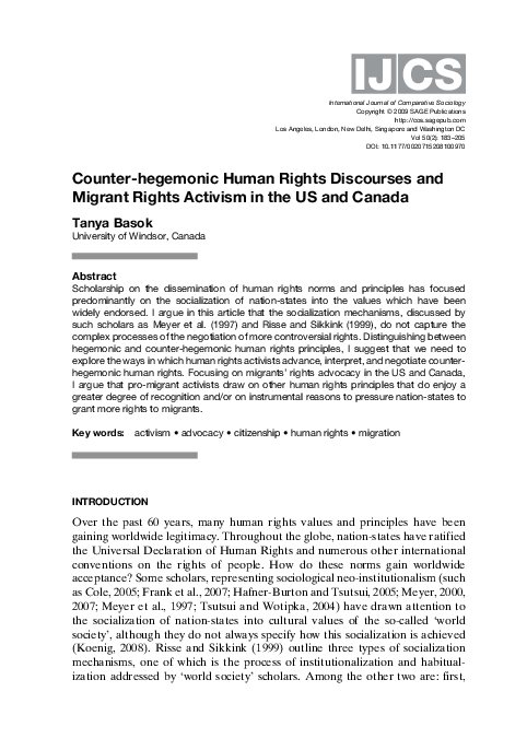 (PDF) Counter-Hegemonic Human Rights Discourses and Migrant Rights ...
